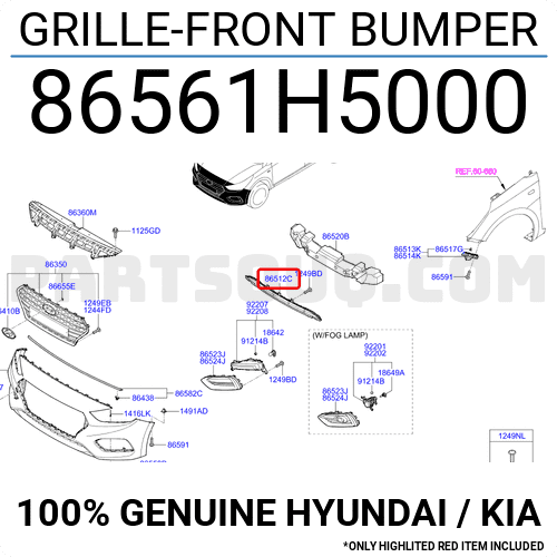 GRILLE-FRONT BUMPER 86561H5000 | Hyundai / KIA Parts | PartSouq