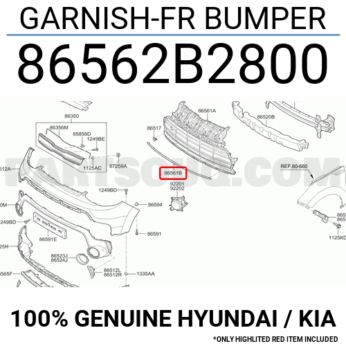 GARNISH-FR BUMPER 86562B2800 | Hyundai / KIA Parts | PartSouq