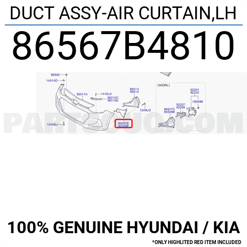 DUCT ASSY-AIR CURTAIN,LH 86567B4810 | Hyundai / KIA Parts | PartSouq