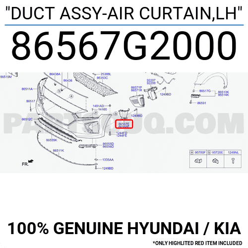 DUCT ASSY-AIR CURTAIN,LH 86567G2000 | Hyundai / KIA Parts | PartSouq