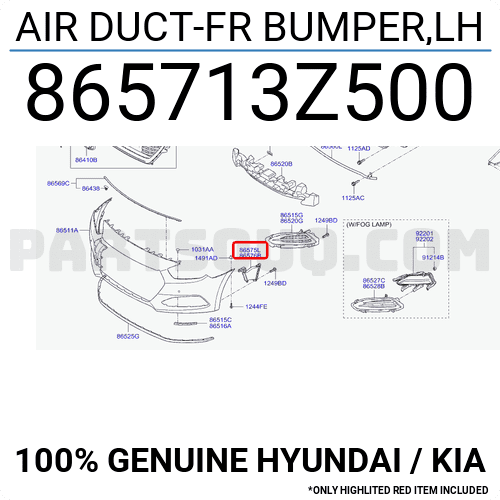 AIR DUCT-FR BUMPER,LH 865713Z500 | Hyundai / KIA Parts | PartSouq