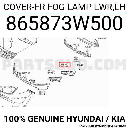COVER-FR FOG LAMP LWR,LH 865873W500 | Hyundai / KIA Parts | PartSouq