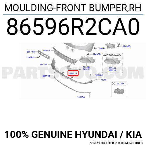 MOULDING-FRONT BUMPER,RH 86596R2CA0 | Hyundai / KIA Parts | PartSouq
