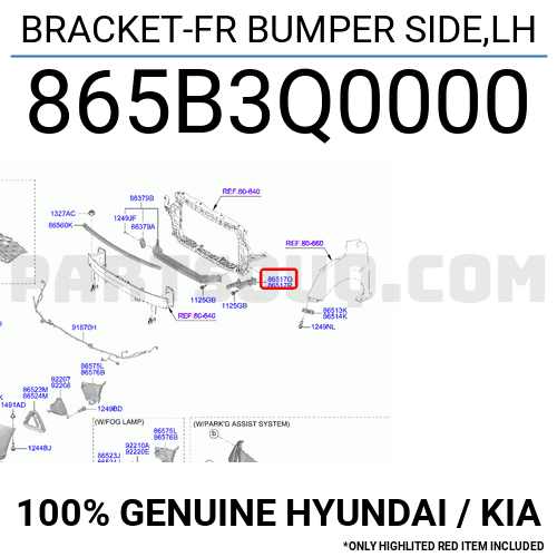 BRACKET-FR BUMPER SIDE,LH 865B3Q0000 | Hyundai / KIA Parts | PartSouq