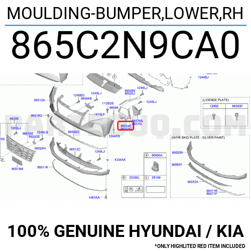 MOULDING-BUMPER,LOWER,RH 865C2N9CA0 | Hyundai / KIA Parts | PartSouq