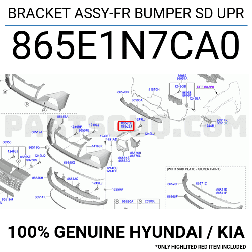 BRACKET ASSY-FR BUMPER SD UPR 865E1N7CA0 | Hyundai / KIA Parts | PartSouq