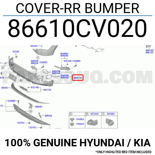 COVER-RR BUMPER 86610CV020 | Hyundai / KIA Parts | PartSouq