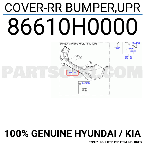 COVER-RR BUMPER,UPR 86610H0000 | Hyundai / KIA Parts | PartSouq