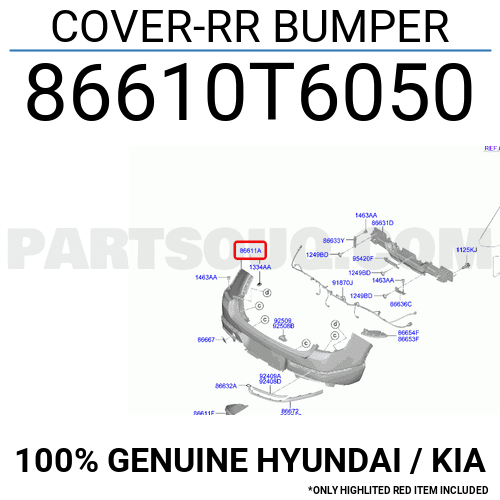 COVER-RR BUMPER 86610T6050 | Hyundai / KIA Parts | PartSouq