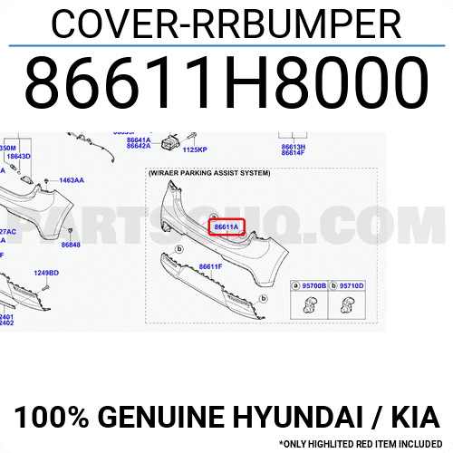 COVER-RRBUMPER 86611H8000 | Hyundai / KIA Parts | PartSouq