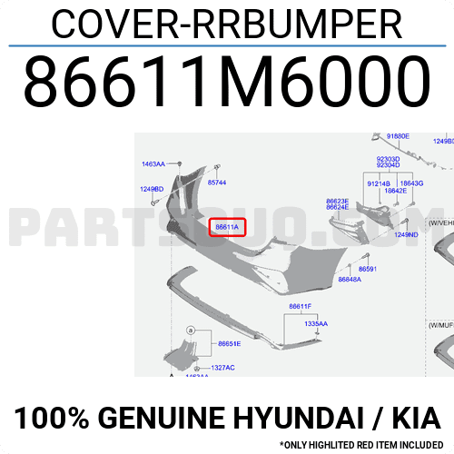 COVER-RRBUMPER 86611M6000 | Hyundai / KIA Parts | PartSouq