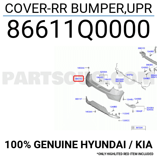 COVER-RR BUMPER,UPR 86611Q0000 | Hyundai / KIA Parts | PartSouq
