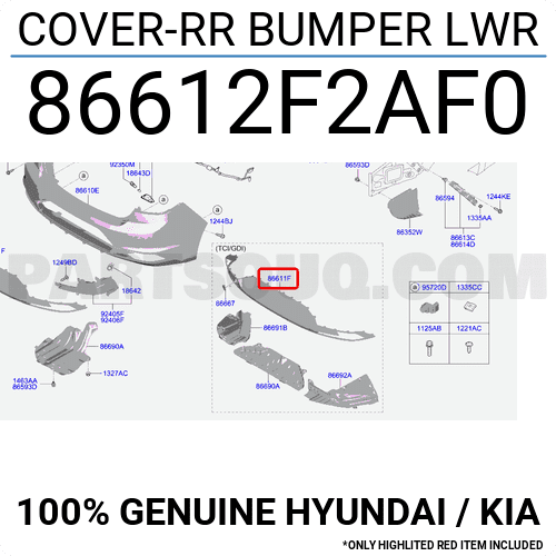 COVER-RR BUMPER LWR 86612F2AF0 | Hyundai / KIA Parts | PartSouq