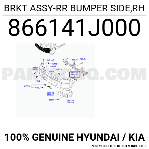 BRKT ASSY-RR BUMPER SIDE,RH 866141J000 | Hyundai / KIA Parts | PartSouq