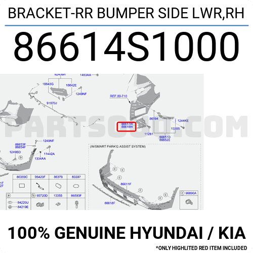 BRACKET-RR BUMPER SIDE LWR,RH 86614S1000 | Hyundai / KIA Parts | PartSouq