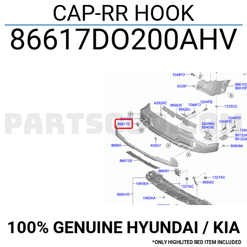 CAP-RR HOOK 86617DO200AHV | Hyundai / KIA Parts | PartSouq