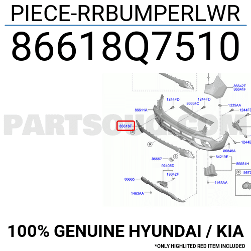 PIECE-RRBUMPERLWR 86618Q7510 | Hyundai / KIA Parts | PartSouq