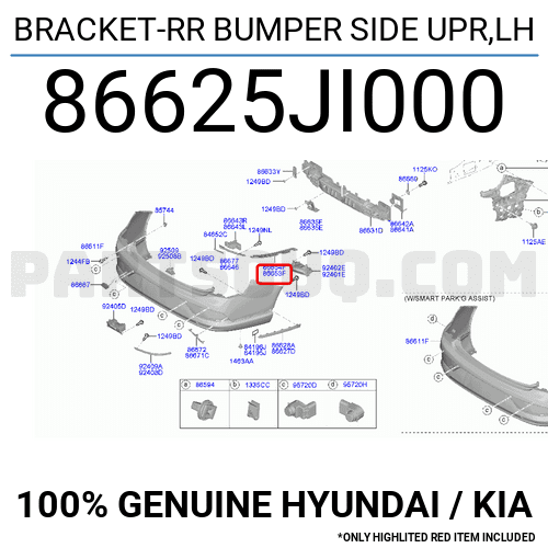 BRACKET-RR BUMPER SIDE UPR,LH 86625JI000 | Hyundai / KIA Parts | PartSouq