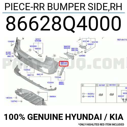 PIECE-RR BUMPER SIDE,RH 86628Q4000 | Hyundai / KIA Parts | PartSouq