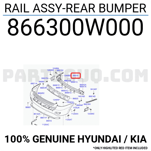 RAIL ASSY-REAR BUMPER 866300W000 | Hyundai / KIA Parts | PartSouq