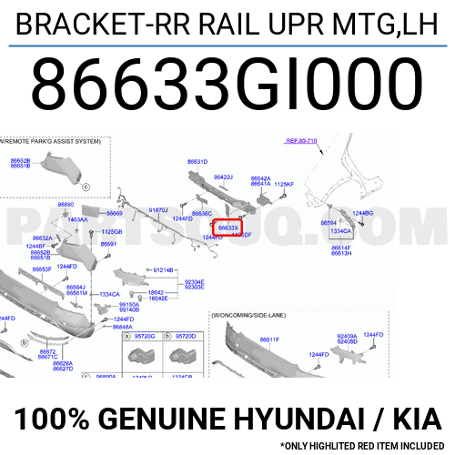BRACKET-RR RAIL UPR MTG,LH 86633GI000 | Hyundai / KIA Parts | PartSouq