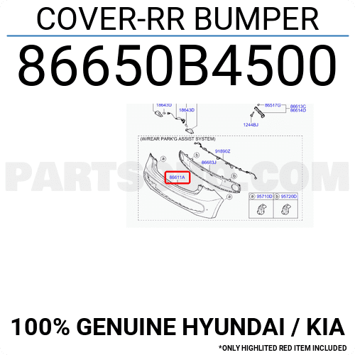 COVER-RR BUMPER 86650B4500 | Hyundai / KIA Parts | PartSouq