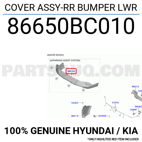 COVER ASSY-RR BUMPER LWR 86650BC010 | Hyundai / KIA Parts | PartSouq