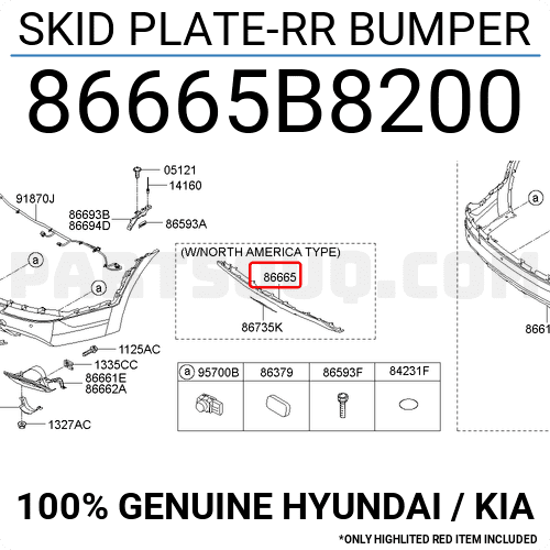 SKID PLATE-RR BUMPER 86665B8200 | Hyundai / KIA Parts | PartSouq