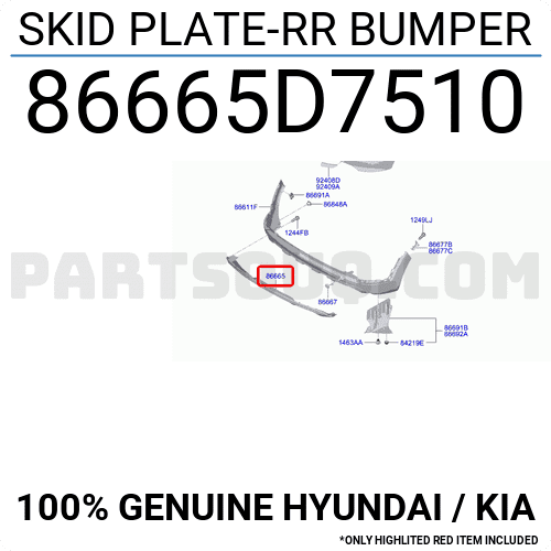 SKID PLATE-RR BUMPER 86665D7510 | Hyundai / KIA Parts | PartSouq