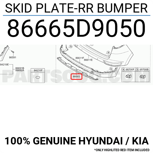 SKID PLATE-RR BUMPER 86665D9050 | Hyundai / KIA Parts | PartSouq
