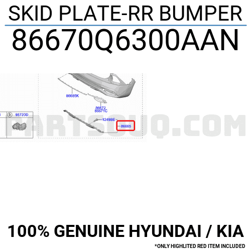 SKID PLATE-RR BUMPER 86670Q6300AAN | Hyundai / KIA Parts | PartSouq