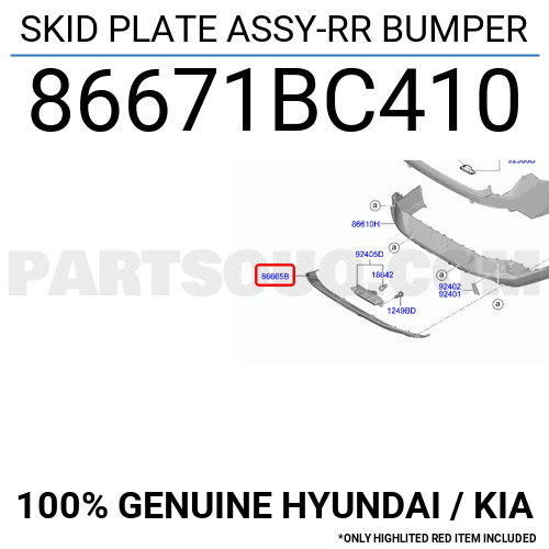 SKID PLATE ASSY-RR BUMPER 86671BC410 | Hyundai / KIA Parts | PartSouq