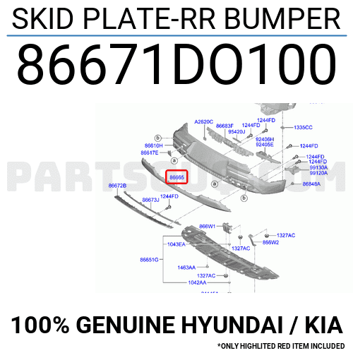SKID PLATE-RR BUMPER 86671DO100 | Hyundai / KIA Parts | PartSouq