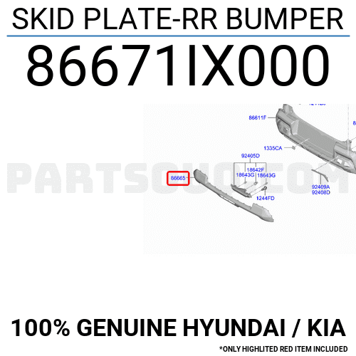 SKID PLATE-RR BUMPER 86671IX000 | Hyundai / KIA Parts | PartSouq