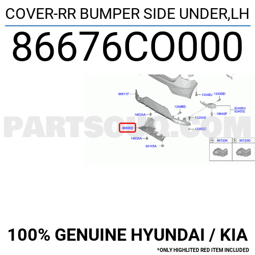 COVER-RR BUMPER SIDE UNDER,LH 86676CO000 | Hyundai / KIA Parts | PartSouq