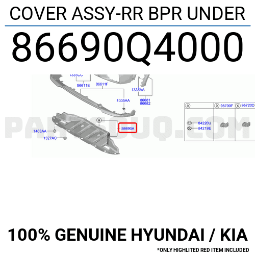 COVER ASSY-RR BPR UNDER 86690Q4000 | Hyundai / KIA Parts | PartSouq