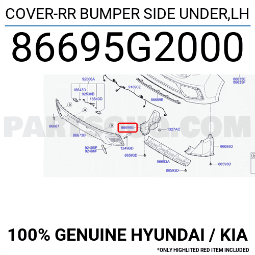 COVER-RR BUMPER SIDE UNDER,LH 86695G2000 | Hyundai / KIA Parts | PartSouq