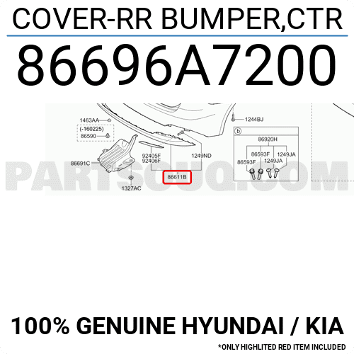 COVER-RR BUMPER,CTR 86696A7200 | Hyundai / KIA Parts | PartSouq