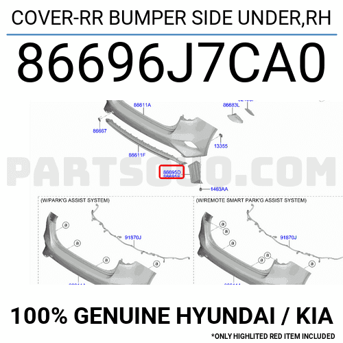 COVER-RR BUMPER SIDE UNDER,RH 86696J7CA0 | Hyundai / KIA Parts | PartSouq