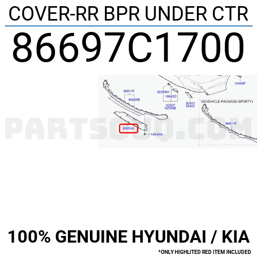 COVER-RR BPR UNDER CTR 86697C1700 | Hyundai / KIA Parts | PartSouq