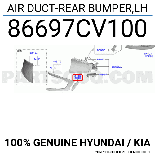 AIR DUCT-REAR BUMPER,LH 86697CV100 | Hyundai / KIA Parts | PartSouq
