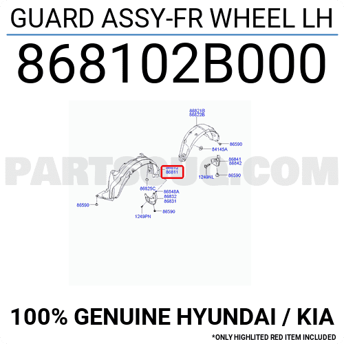 GUARD ASSY-FR WHEEL LH 868102B000 | Hyundai / KIA Parts | PartSouq