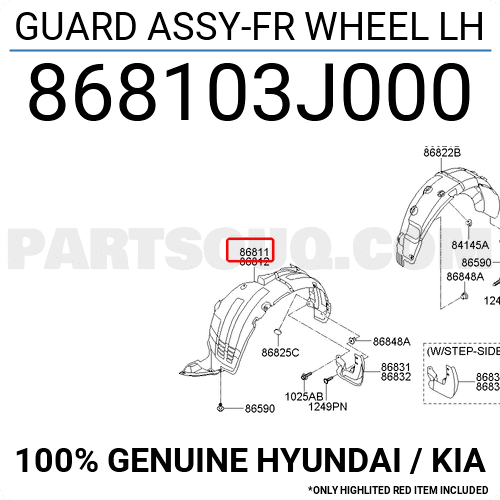 GUARD ASSY-FR WHEEL LH 868103J000 | Hyundai / KIA Parts | PartSouq