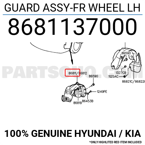 GUARD ASSY-FR WHEEL LH 8681137000 | Hyundai / KIA Parts | PartSouq