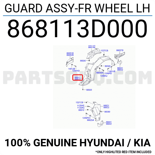 GUARD ASSY-FR WHEEL LH 868113D000 | Hyundai / KIA Parts | PartSouq