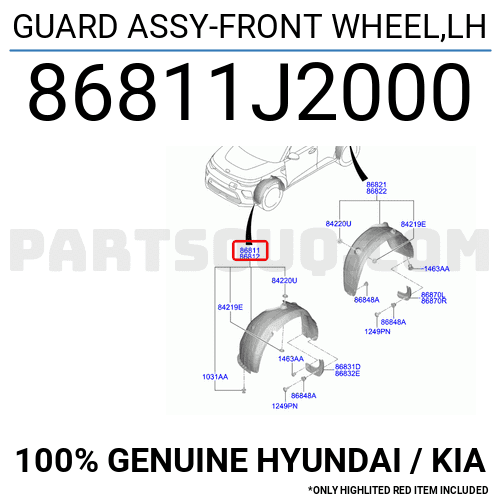 GUARD ASSY-FRONT WHEEL,LH 86811J2000 | Hyundai / KIA Parts | PartSouq