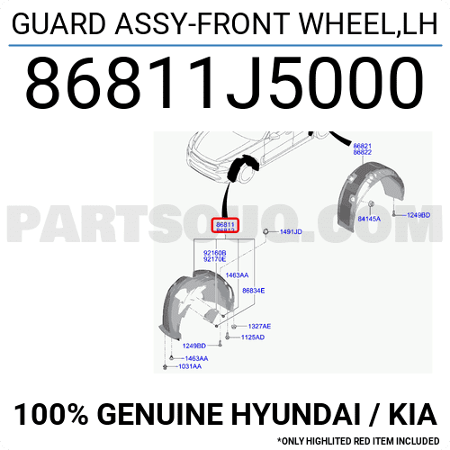GUARD ASSY-FRONT WHEEL,LH 86811J5000 | Hyundai / KIA Parts | PartSouq