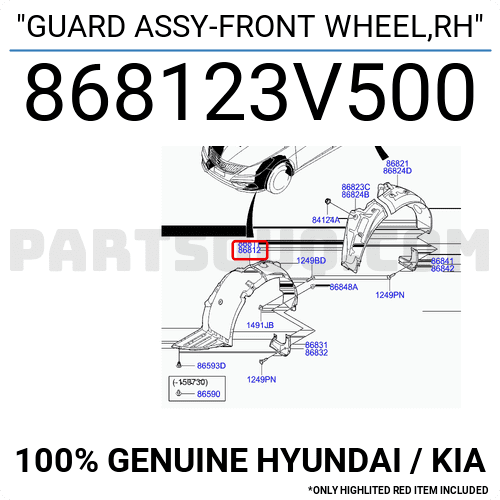 GUARD ASSY-FRONT WHEEL,RH 868123V500 | Hyundai / KIA Parts | PartSouq