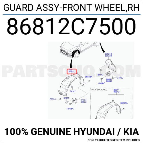 GUARD ASSY-FRONT WHEEL,RH 86812C7500 | Hyundai / KIA Parts | PartSouq