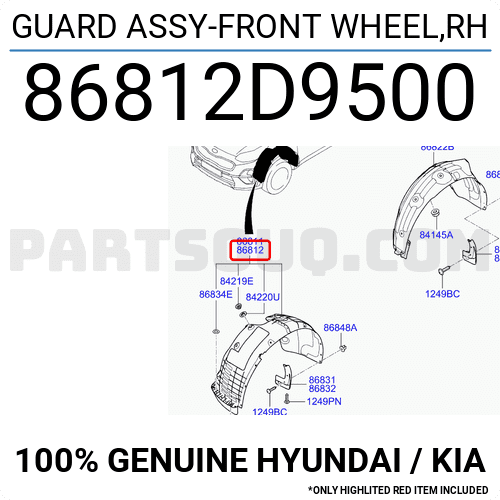 GUARD ASSY-FRONT WHEEL,RH 86812D9500 | Hyundai / KIA Parts | PartSouq